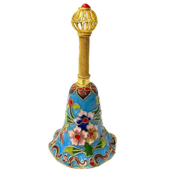 Unbranded | Accents | Vintage Cloisonn Blue Floral Dinner Bell 45 ...